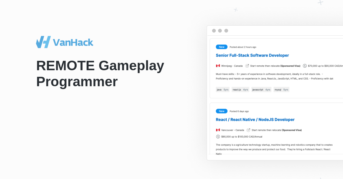 REMOTE Gameplay Programmer - VanHack